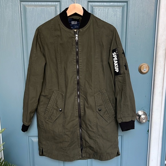 Zara | Jackets & Coats | Zara Z975 Denim Olive Green Military Style ...